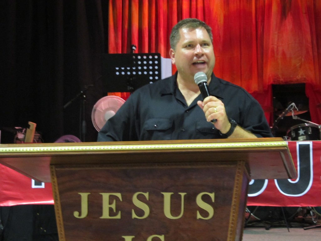 Pastor Jay preaching at Reformation Harvest Fire Ministries